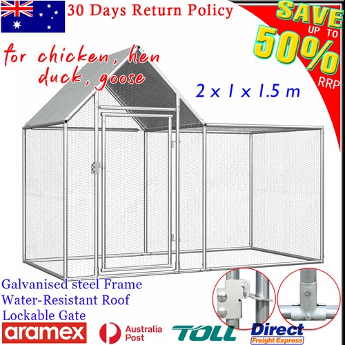 Large Outdoor Chicken Run Cage Coop Chook Hen House Galvanised Steel ...