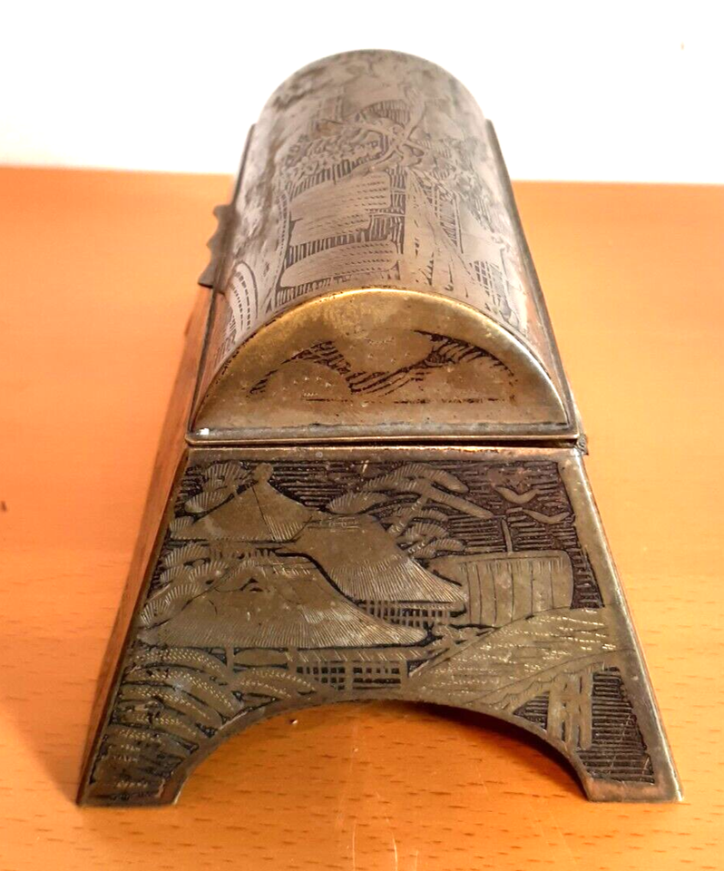 Antique Japanese Meiji Era Bronze Inkwell with Porcelain Inserts. | eBay