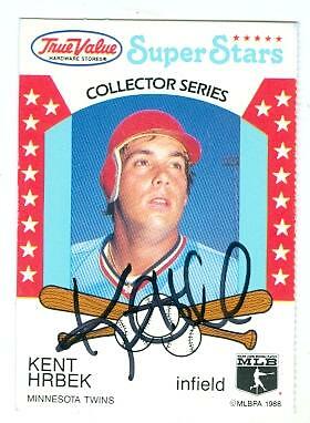 Kent Hrbek autographed baseball card (Twins) 1986 True Value Hardware ...