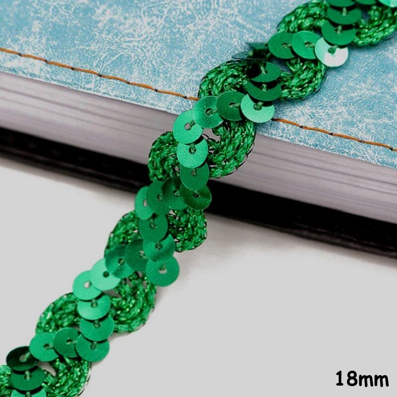 23 COLOURS Sequin Swirl Braid Trim Ribbons 15/18mm 1 Yard - Dress ...