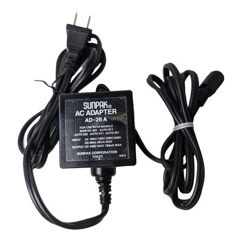 Sunpak AC Adapter AD-26A For Auto 611 Auto 522 Auto 411 Auto 421 420 ...