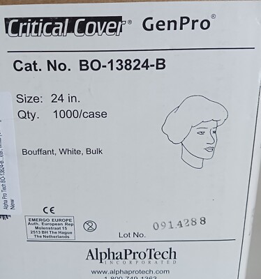 Alpha ProTech Critical Cover White 24" Bouffant - 1000 count NEW Fast ...