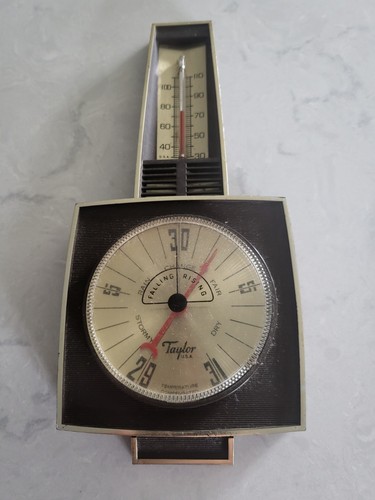 Vintage Taylor USA Deco Wall Mounted Thermometer/Barometer - WORKS! | eBay