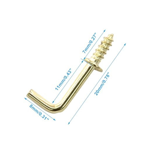 150 Pcs 1/2" L Hooks for Hanging, Square Bend Hooks, Screw in Right ...