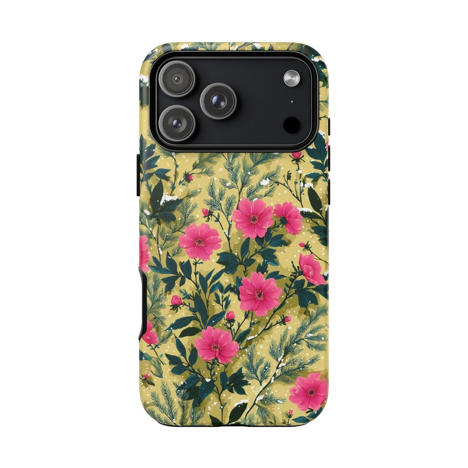 For iPhone, Samsung, Pixel | Phone Ink Case - Winter Floral Pattern Pink Flowers | eBay