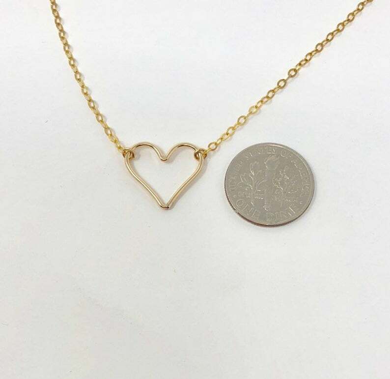 Heart Outline Charm Necklace in gold fill or rose gold fill | eBay