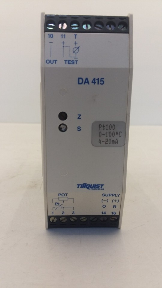 TILLQUIST DA415-E CONVERTER MODULE INPUT: Pt100 3 WIRE RANGE: -50-+100 ...