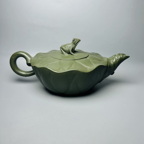 Chinese Yixing Zisha Pottery Clay Teapot Handmade Lotus Leaf Frog Pot ...