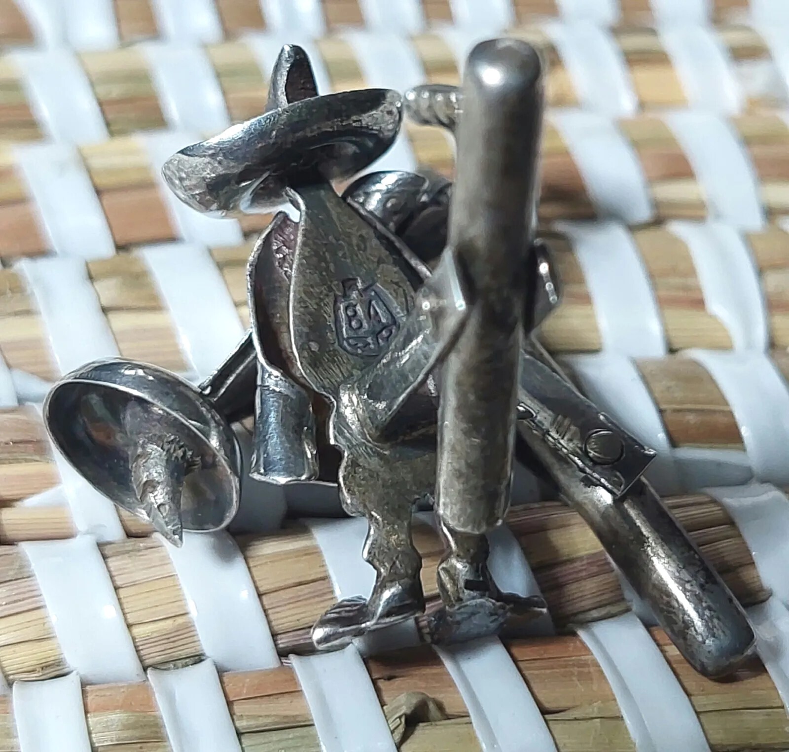 Lovely Vintage Mexican Taxco Silver Figure Cufflinks - Gem