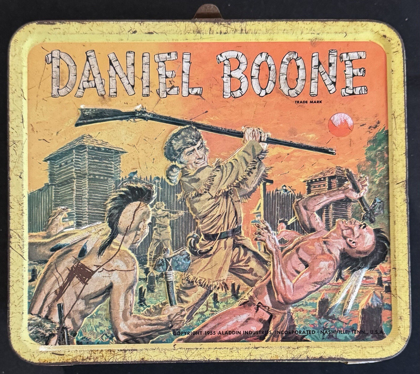 Vintage Daniel Boone Metal Lunchbox No Thermos 1955 Aladdin | eBay