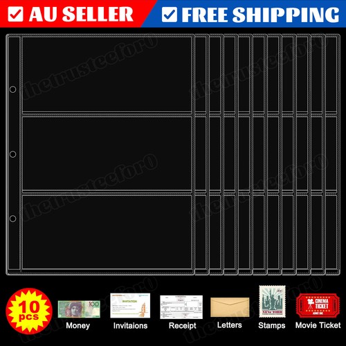 10PCS Paper Money Banknote Folders 3 Pockets Pages Album Sleeves ...