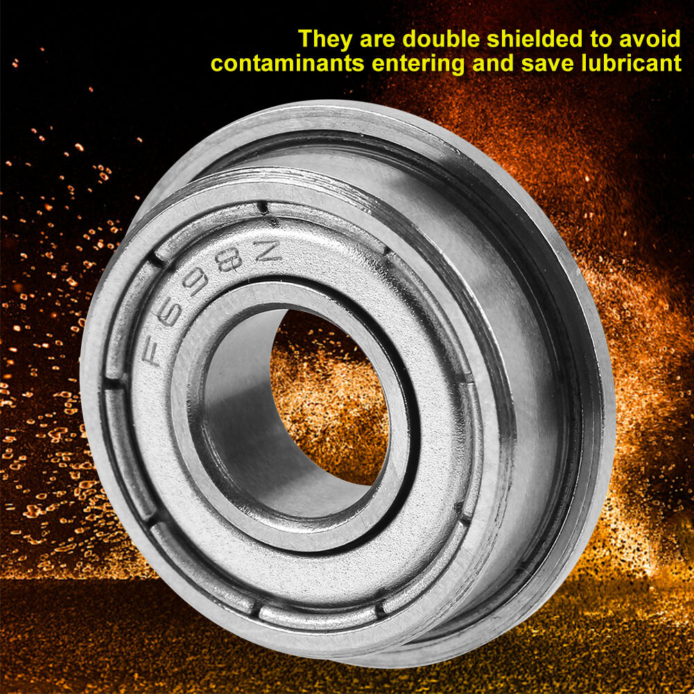 10pcs F698ZZ Double Shielded Miniature Flanged Ball Bearings 8*19*6mm ...