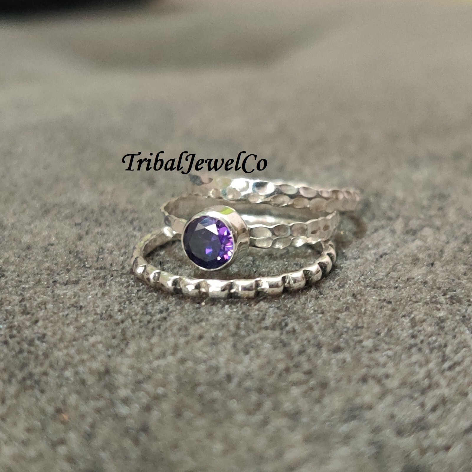 Amethyst Stacking Gemstone Rings, 925 Sterling Silver Ring, Gemstone ...