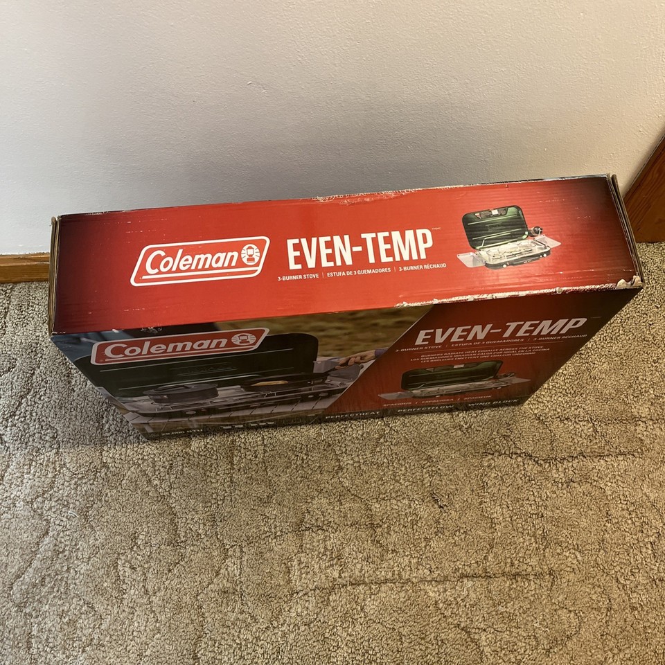 Coleman Even Temp 3 Burner Propane Camp Stove Wind Block 28k BTU (New ...
