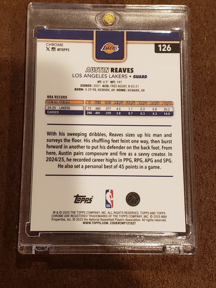 2025-26 Topps Chrome Basketball 126 Austin Reeves Red White Blue ...