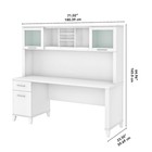 Somerset 72W Office Desk with Drawers and Hutch in White - Engineered ...