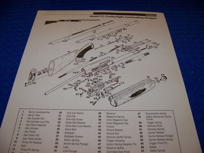 ITHACA MODEL 51 FEATHERLIGHT & MODEL 66 SUPERSINGLE.LEGEND/EXPLODED ...