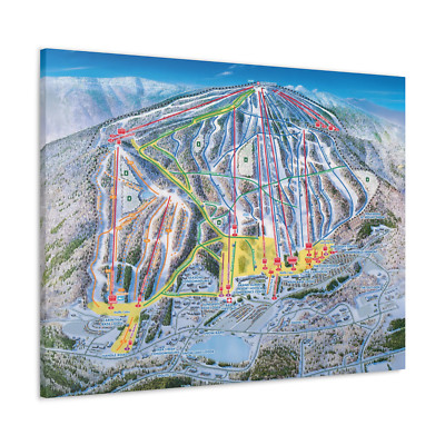 Mount Snow VT Vintage Style Trail Map Canvas Poster Vermont Ski Resort ...