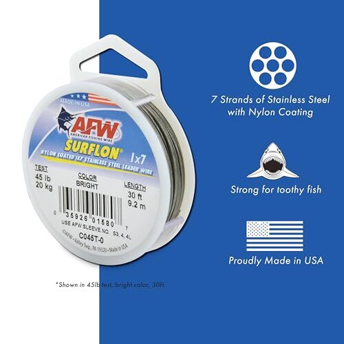 American Fishing Wire Surflon Nylon Coated 1x7 Stainless Steel Leader ...