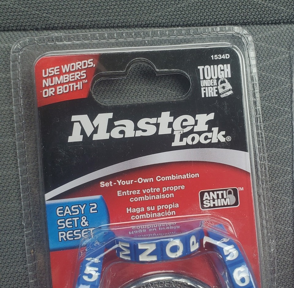 2X Master Lock 1534D Padlock Set Your Own Word Numbers Combination, 1 ...