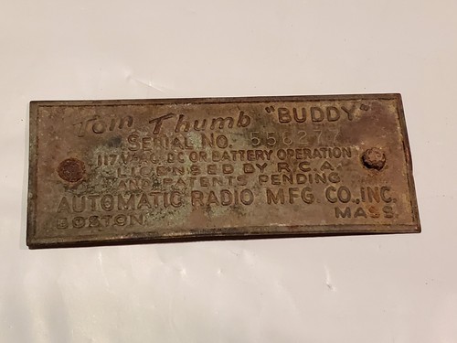Vintage Tom Thumb Buddy Radio Plaque (Metal Detecting Find) (1) | eBay
