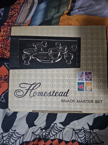 Homestead Snack Set By Federal Glass VTG 1960 12 Pc Cocktail High Tea ...