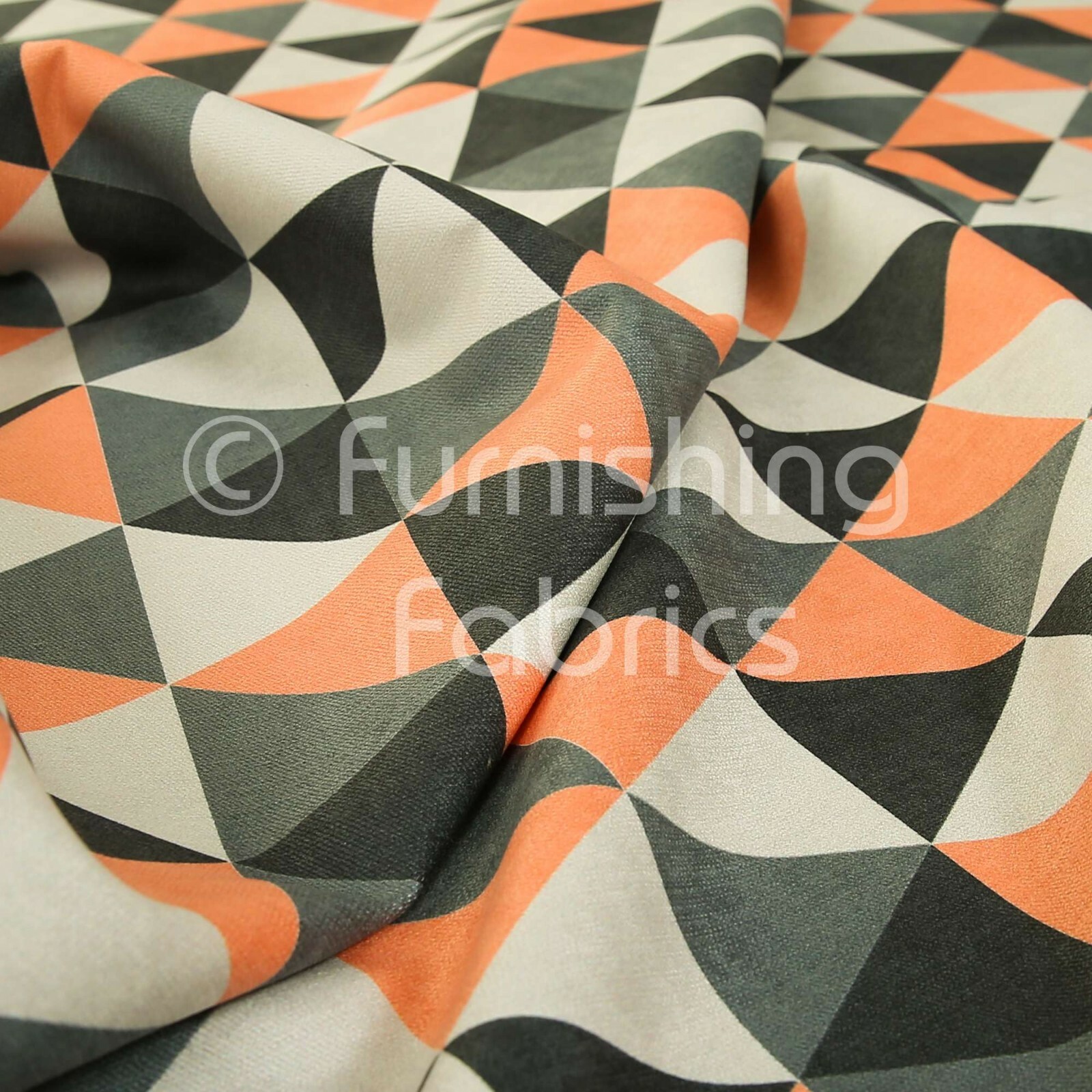 Designer Geometric Triangle Pattern Orange White Grey Interior ...