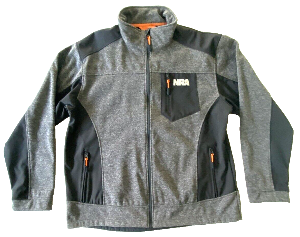 NRA Men's 2XL Full Zip Jacket Soft Shell Grey Polyester National Rifle ...