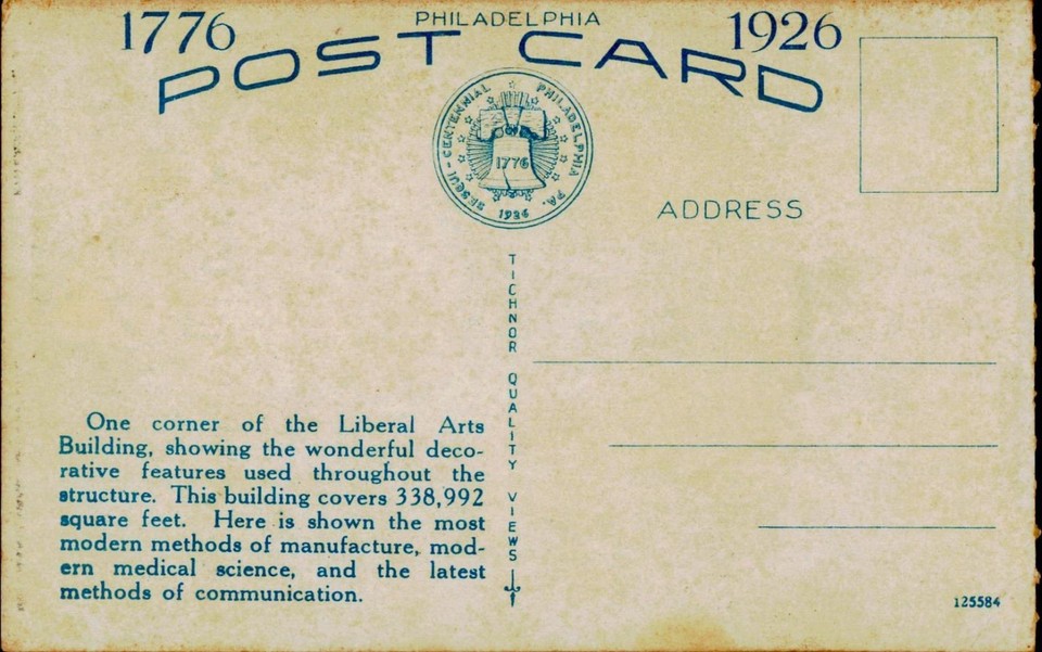 Vintage 1926 Philadelphia Sesqui-Centennial Liberal Arts Palace ...