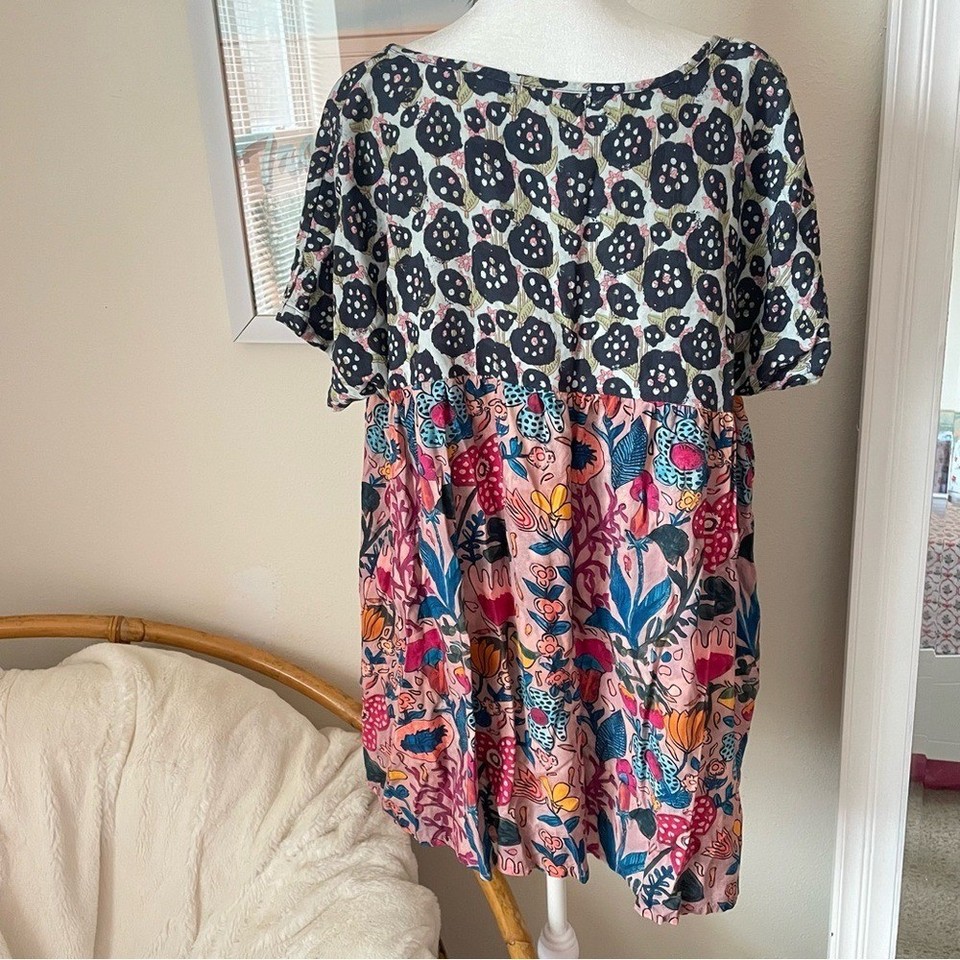 Natural Life Boho Floral Print Tunic Top or Very Short Dress Size ...