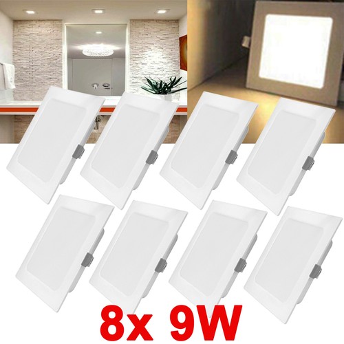 8X 9W LED Panel Ceiling Lights Recessed Down Lamp Warm White Kitchen ...