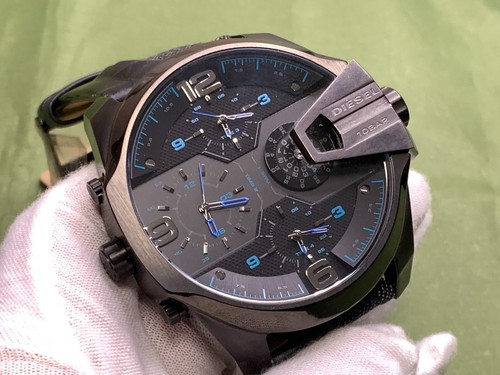 Diesel DZ7393 Uber Chief 4 Time Zones Iridescent Black Strap Quartz Men ...