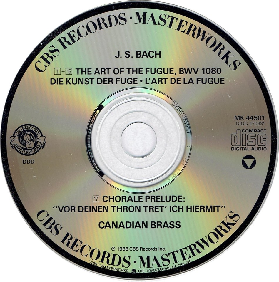 Canadian Brass - Bach Art of the Fugue CBS CD Early Press | eBay