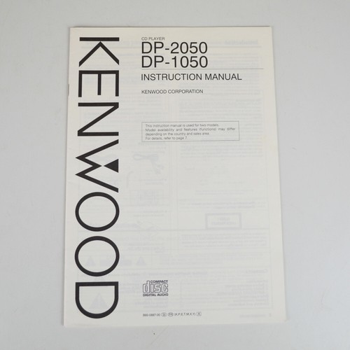 Original Kenwood CD player DP-2050 / DP-1050 instruction manual - English | eBay