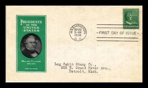 DR JIM STAMPS US COVER MILLARD FILLMORE PRESIDENTIAL SERIES FDC IOOR ...