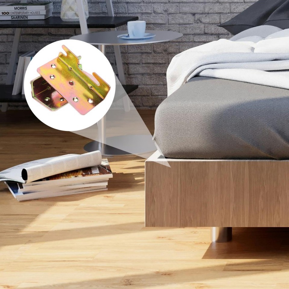 4pcs Heavy Duty Bed Rail Supports Iron Bed Frame Hardware Brackets ...