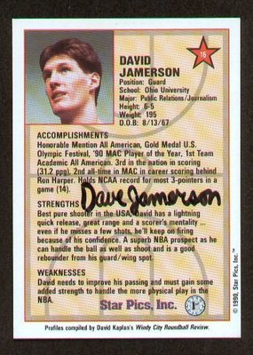 David Jamerson signed auto 1990 Star Pics Basketball | eBay