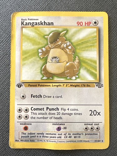 Pokemon TCG 1st Edition Kangaskhan Jungle 21/64 Regular Rare | eBay
