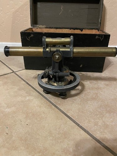 Antique Surveying Transit Level Scope in Wooden Case | eBay