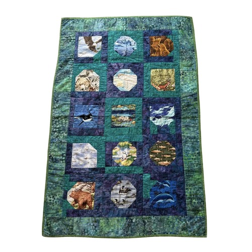Handmade Patchwork Crib Quilt Wildlife Animals Birds Fish Sea Life ...