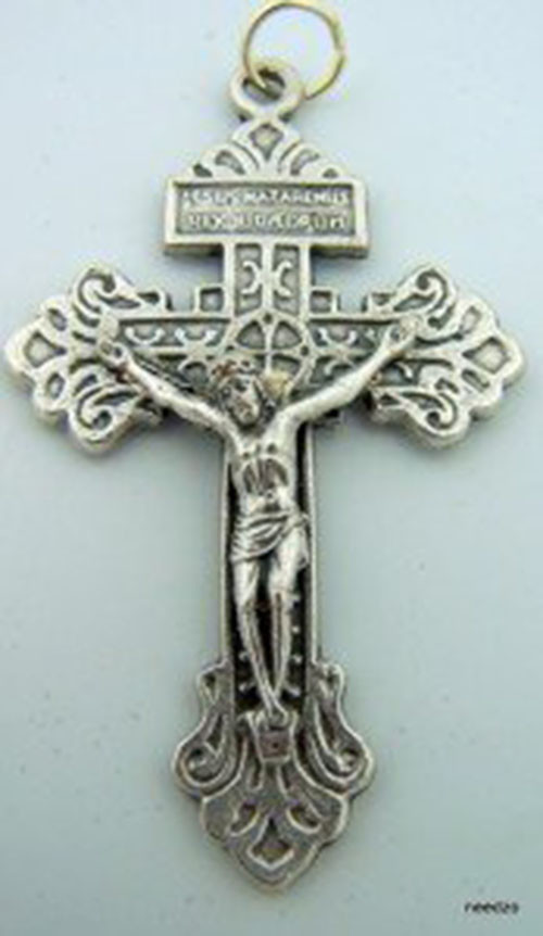 Silver Tone Gothic Style Pardon Crucifix Cross with Catholic Latin ...