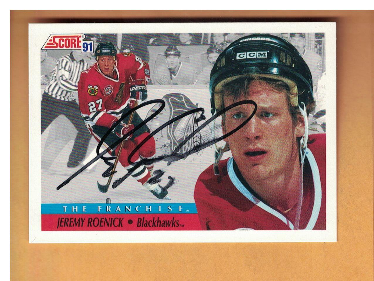 Jeremy Roenick AUTOGRAPHED 1991-92 SCORE HOCKEY CARD HAND SIGNED ...