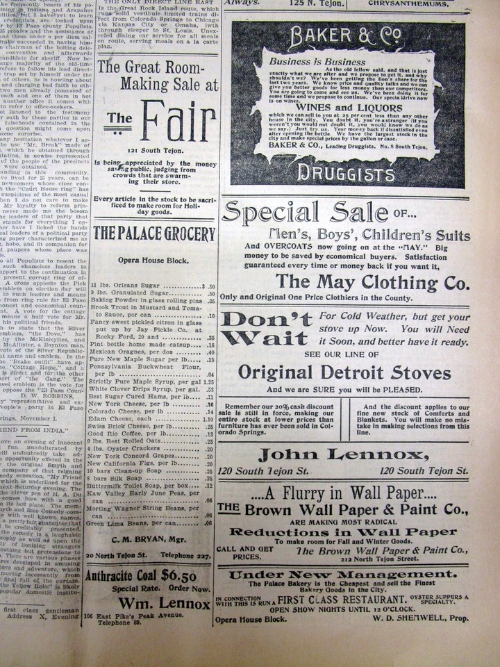 Lot of 3 rare original 1897 CO newspapers COLORADO SPRINGS EVENING ...