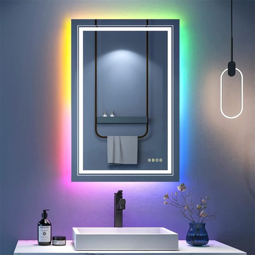 LED Bathroom Mirror Vanity RGB Multicolor Backlit + Adjustable Front ...