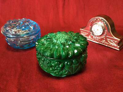 1930's Antique Trinkets Boxes Malachite Green Lapis Blue Hoffmann and ...