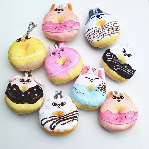Kpop STRAY KIDS Cartoon Donut Plush Keychain Cute Fluffy Keyring ...