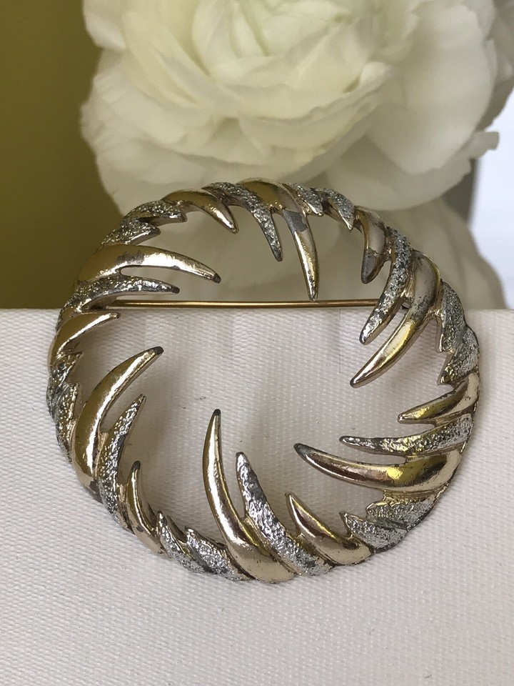 Vintage Sarah Coventry Fire & Ice Two Tone Silver Gold Brooch | eBay