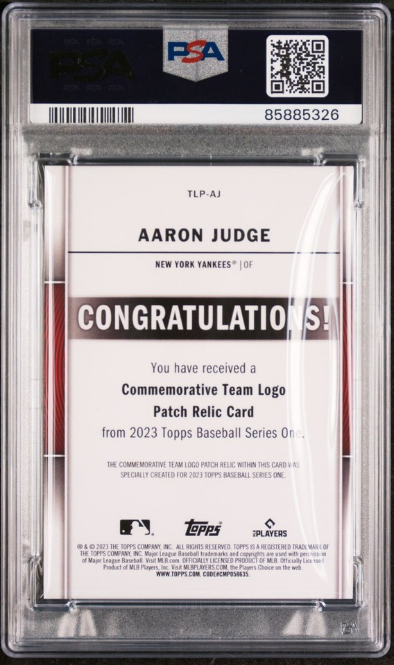 2023 Topps Team Logo Patch #TLP-AJ Aaron Judge PSA 10 | eBay