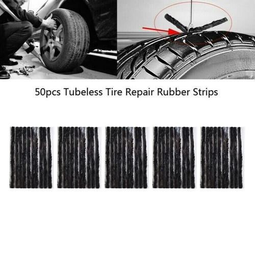 50pcs Rubber Car Bike Tyre Plug Tire Tubeless Seal Strip Puncture ...