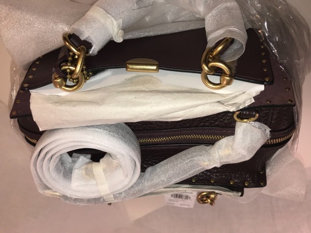 Coach 35617 Border Rivets Mixed Leather Dreamer Satchel Oxblood for ...